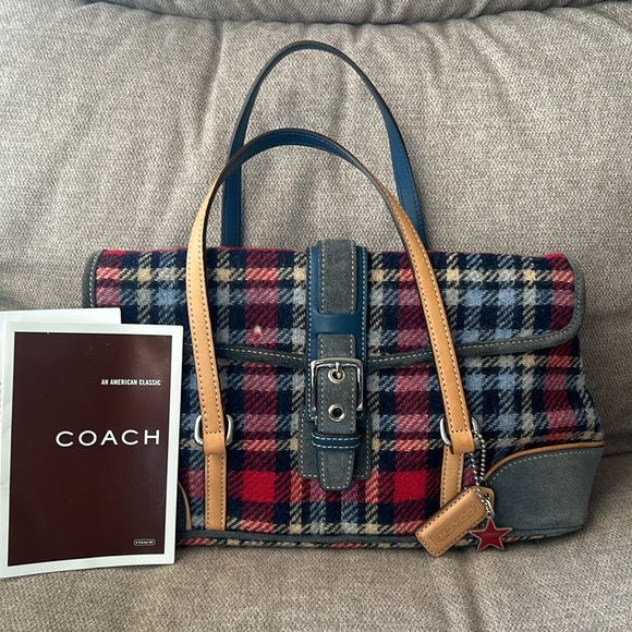 Coach | Bags | Coach Wool Plaid And Blue Kili Bag With Care Card | Poshmark